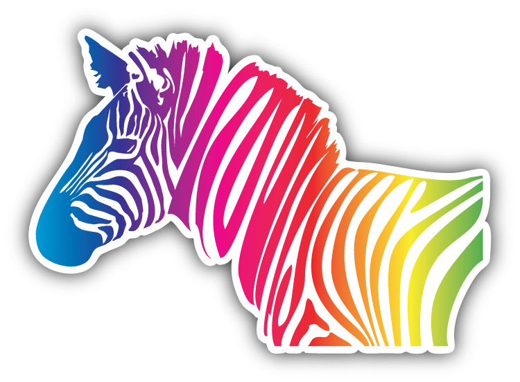 Rainbow Zebra Head Car Bumper Sticker Decal - ''SIZES'' | eBay