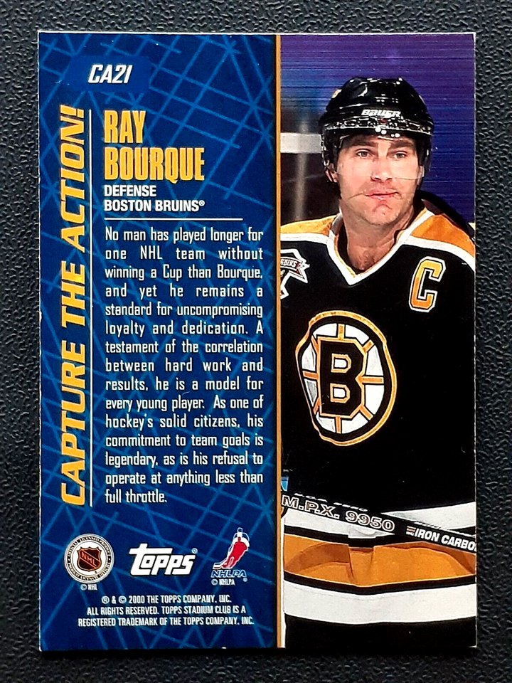 RAY BOURQUE 1999-00 TOPPS STADIUM CLUB CAPTURE THE ACTION 99-00 NO CA21 ...