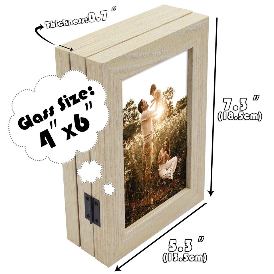 2-Pack 4x6 Three Picture Frame Trifold Hinged with 3 Openings Family ...