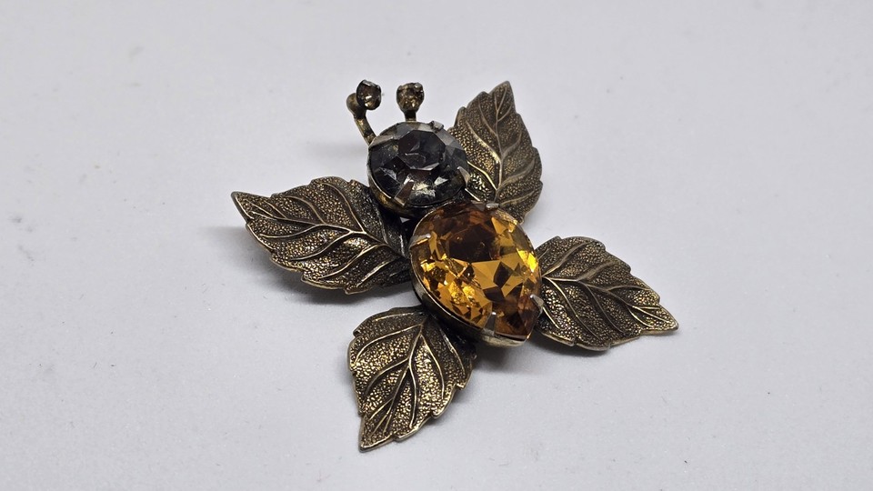 Original by Robert Vintage Bee Brooch Gold Tone Rhinestone Insect ...