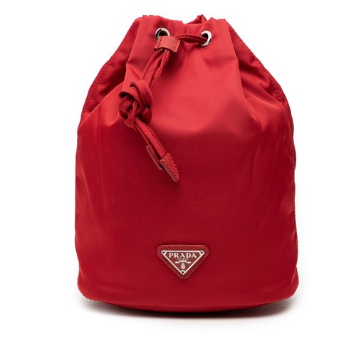 Authenticated Prada Tessuto Drawstring Red Nylon Fabric Pouch | eBay