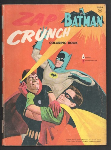 Batman Zap Crunch Coloring Book #1833-3 1966-A couple of pages are ...