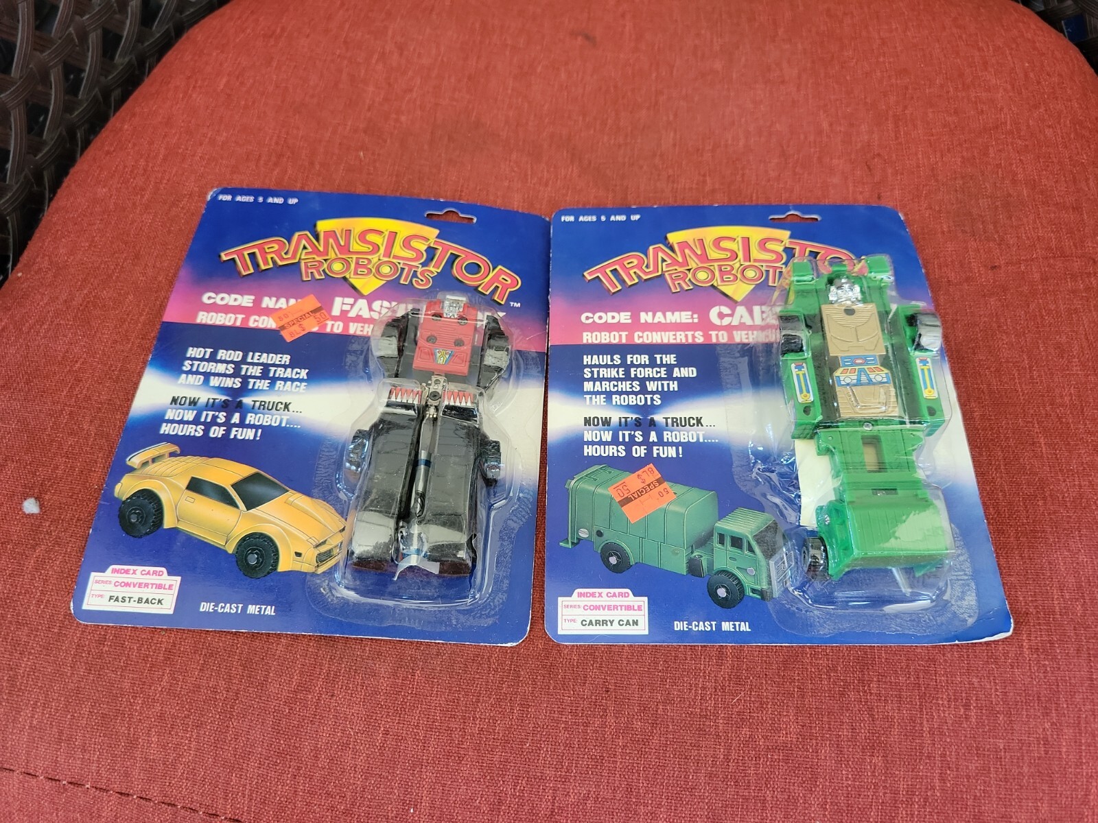 Vintage 1987 Transistor Robots Figure lot of 2 in original package A9 ...