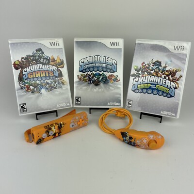 Nintendo Wii Skylanders Orange PowerA Controller & Nun Chuck w/ 3 Games ...