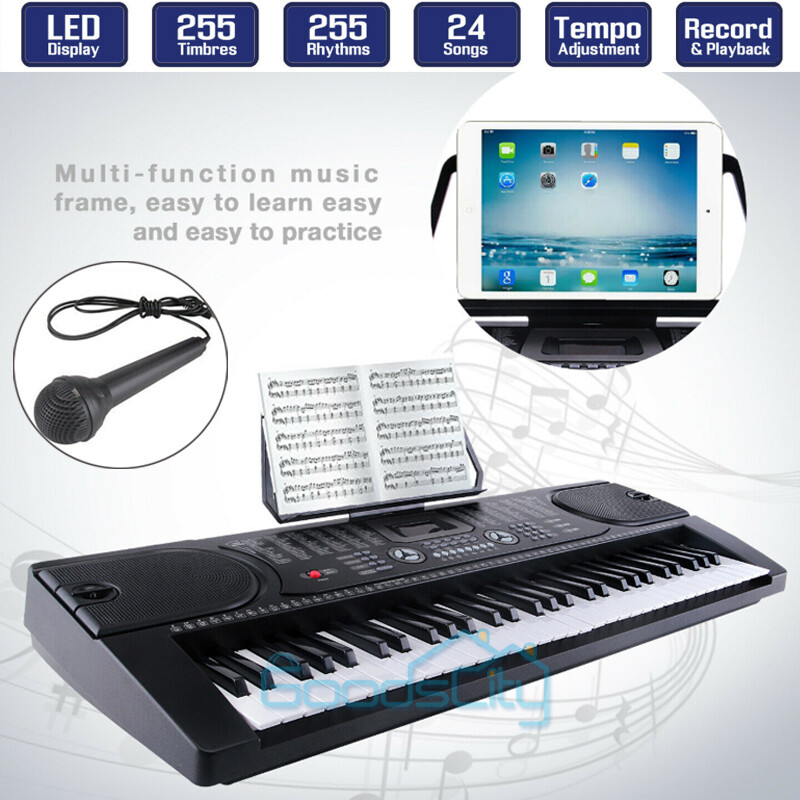 61 Key Music Electronic Keyboard Electric Digital Piano Organ w/ Stand ...