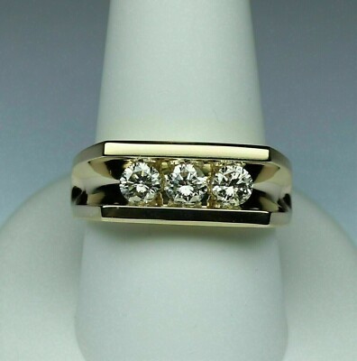 Men's Three Stone Statement Pinky Ring 925 Sterling Silver Natural ...