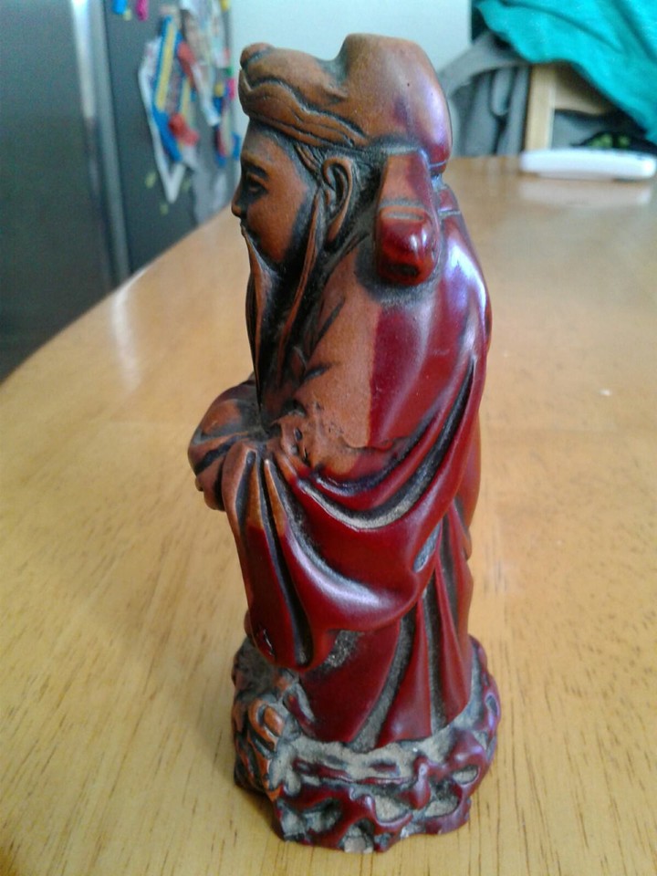 RED SOLID RESIN CHINESE FENG SHUI LUK IMMORTAL GOD OF GOOD FORTUNE 4.5 ...