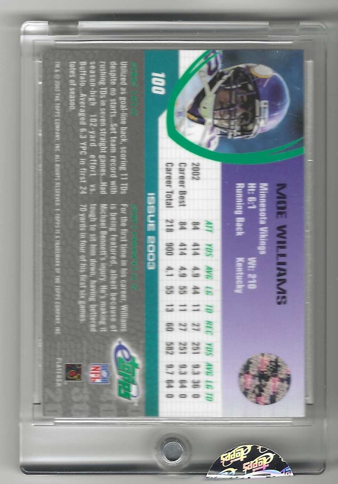 2003 eTopps MOE WILLIAMS #100 -Minnesota Vikings - MINT Sealed - low ...