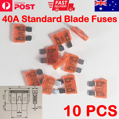 10 Pcs 40A Standard Blade Fuses - Orange Car Truck Auto Fuses 40 Amp ...