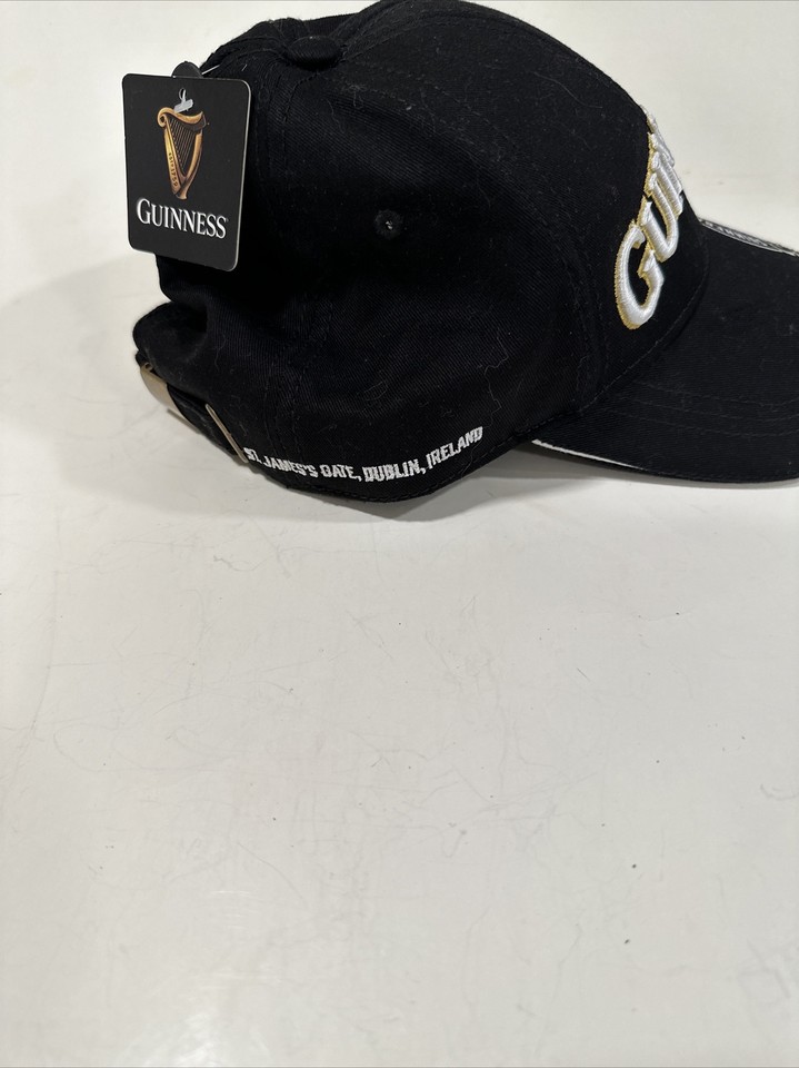 NWT Guinness Dublin Black Adjustable Strapback Baseball Cap Embroidered ...