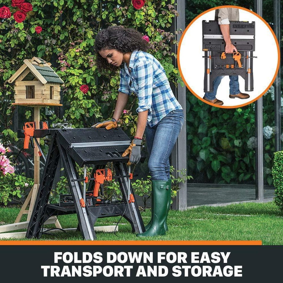 WORX Pegasus Multi-Function Work Table and Sawhorse with Quick Clamps ...