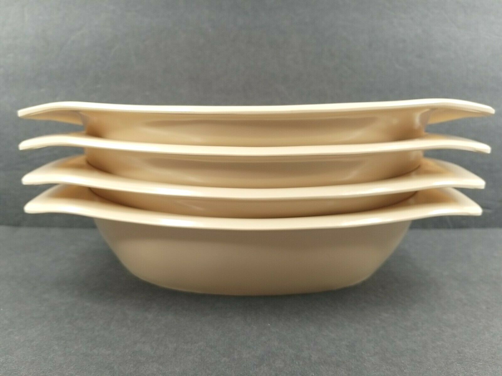 4 Prolon Ware Beige Oval Handled Serving Bowls Set Vintage 11" Melamine ...