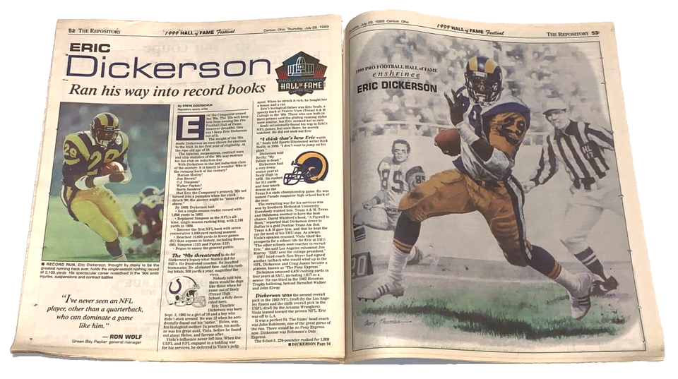Eric Dickerson Tom Mack 1999 Pro Football Hall of Fame Canton Ohio ...