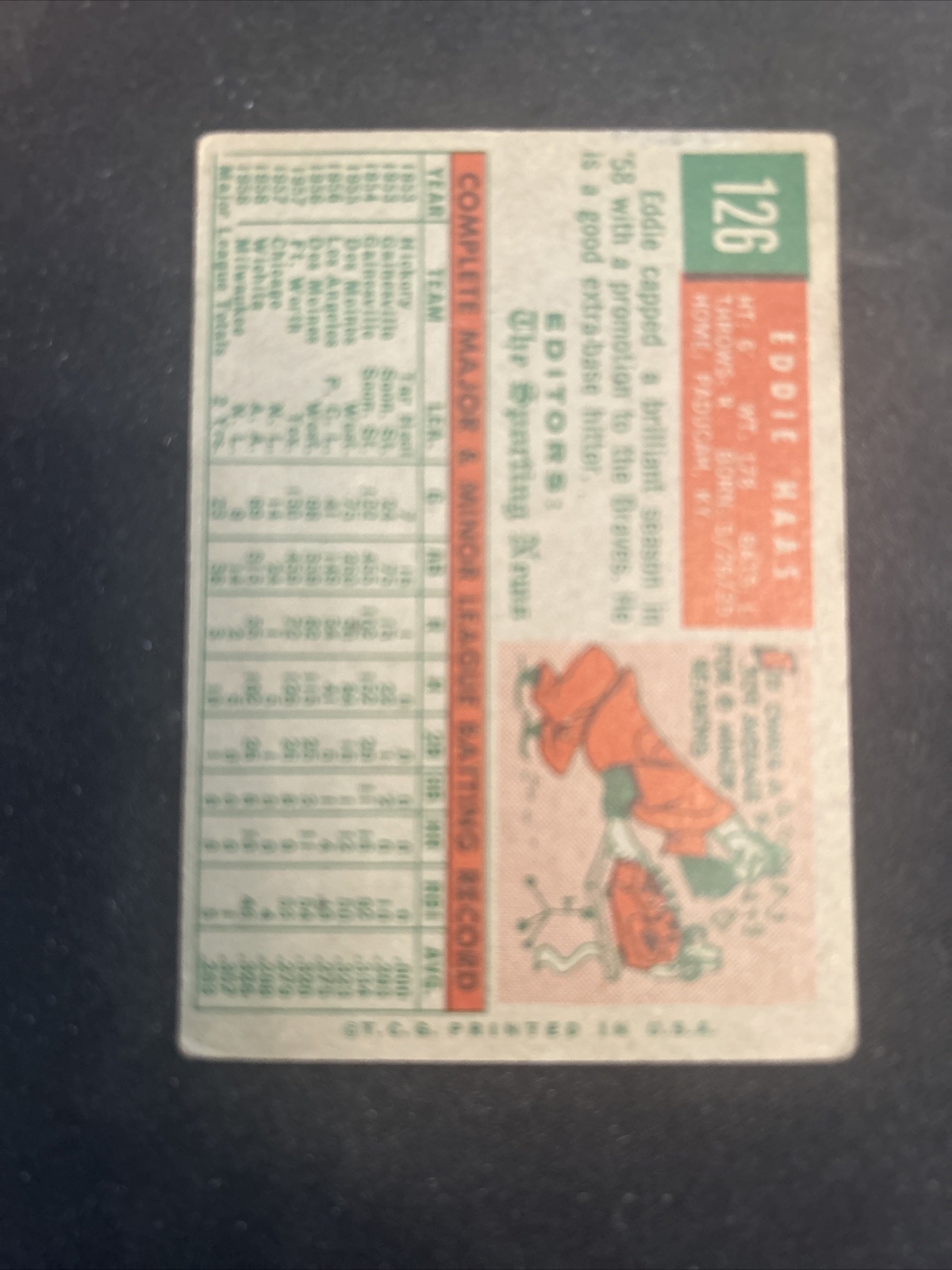 1959 Topps - Sporting News Rookie Stars #126 Eddie Haas (RC) for sale ...