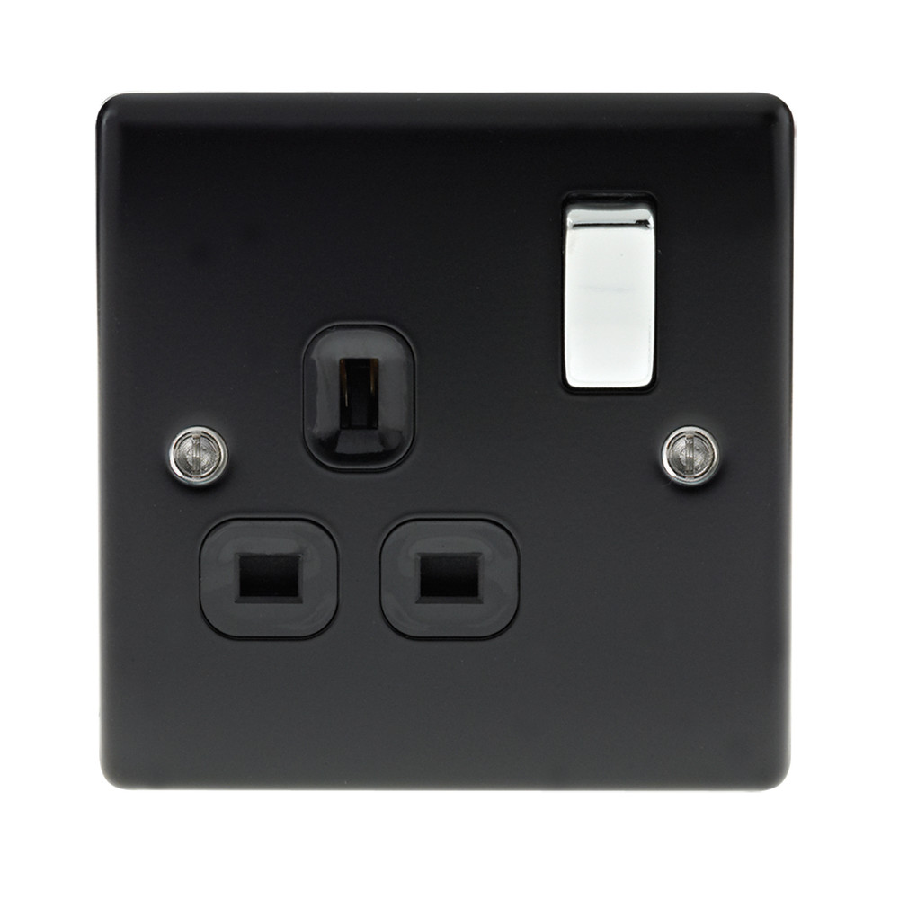 BG Nexus Metal Graphite Matt Black Switches & Sockets Black Inserts ...