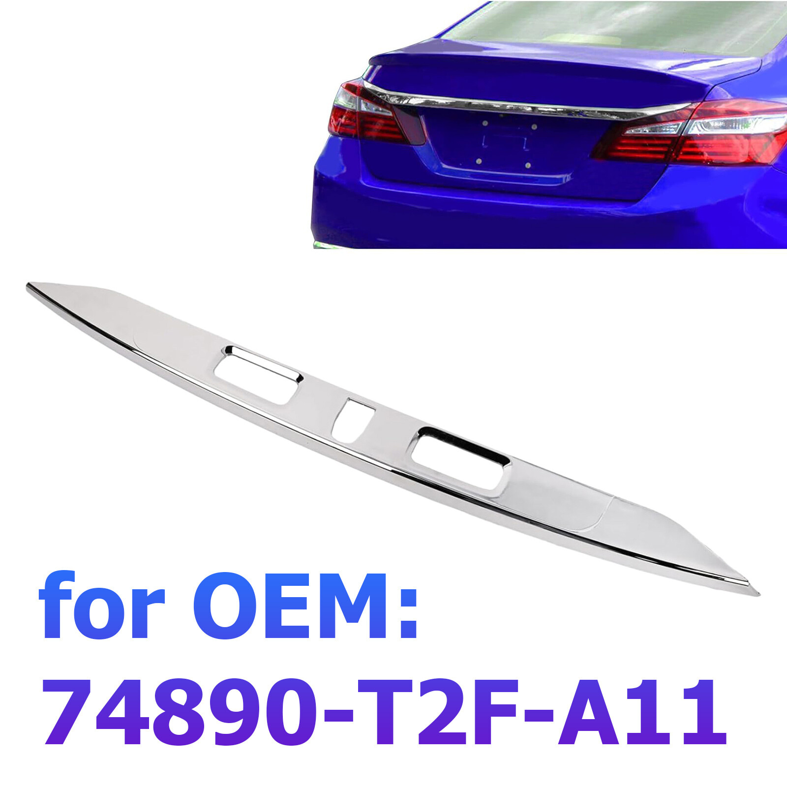 Fit For 13-15 Honda Accord Rear License Garnish Molding Chrome Trims ...