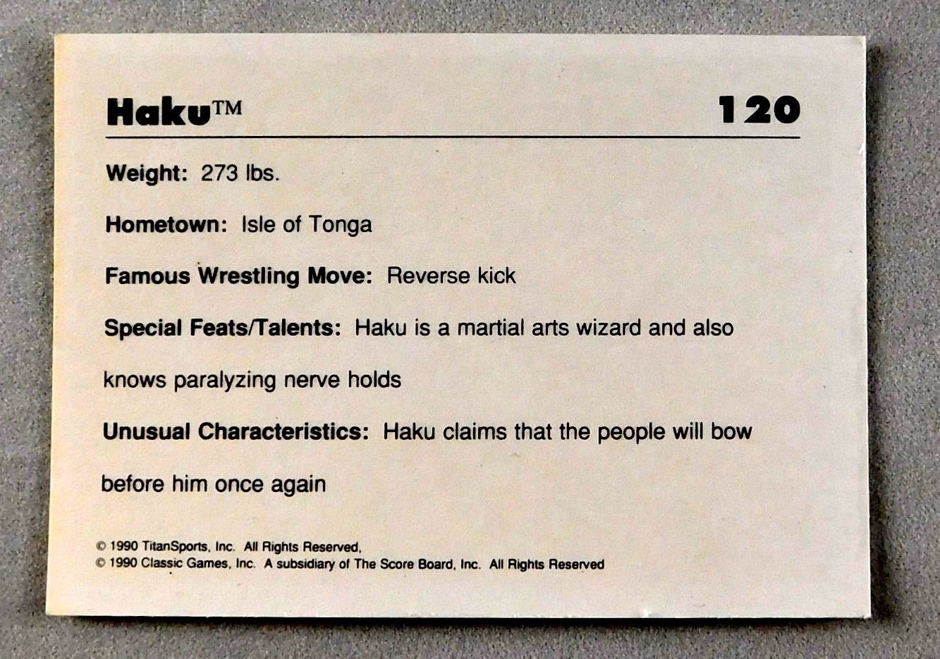 Meng Haku WWF Wrestling Trading Card Classic Raw Smackdown WWE NJPW ...