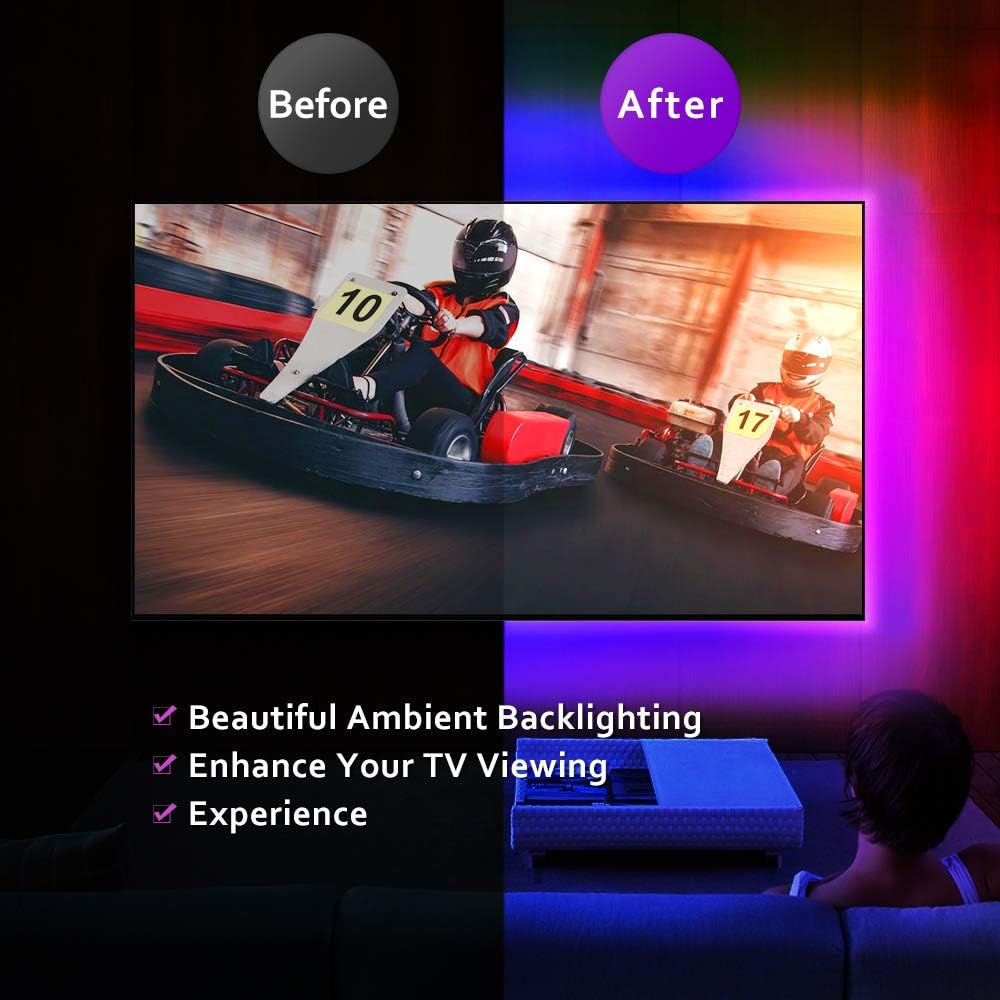 9.8Ft TV Backlight Led Strip Lights 46-60In Color Changing Gaming ...