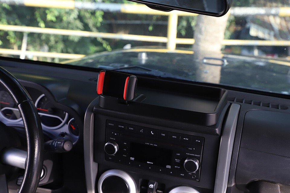Dashboard Storage Tray Box & Phone Holder Mount for Jeep Wrangler JK ...
