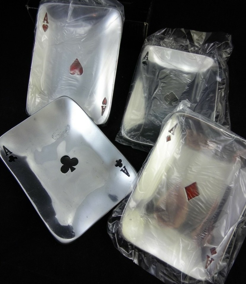 8pc Set 4x6" Aces Playing Cards Snack Plates Trays IHI India Pewter? | eBay