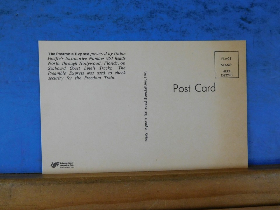 Postcard Preamble Express Union Pacific Locomotive #951 Bicentennial | eBay