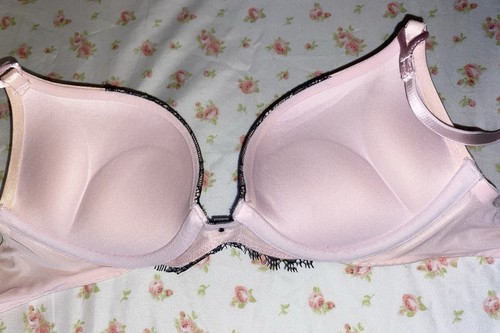 Victoria's Secret Miraculous Plunge Push Up Bra - - Pink/Black Eyelash Lace 32AA | eBay