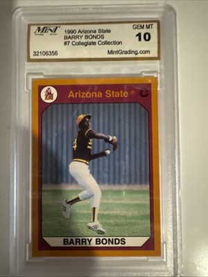 1990 Arizona State Barry Bonds #7 Collegiate Collection GEM MT 10 | eBay