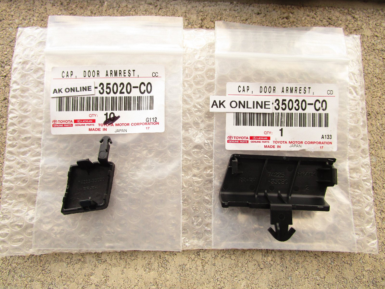 10-23 TOYOTA 4RUNNER RR RH INTERIOR DOOR PANEL UPPER & LOWER BOLT COVER ...