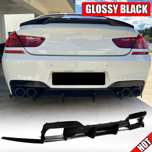 For BMW F06 F12 F13 M6 2013-2019 Gloss Black Rear Bumper Diffuser Lip ...