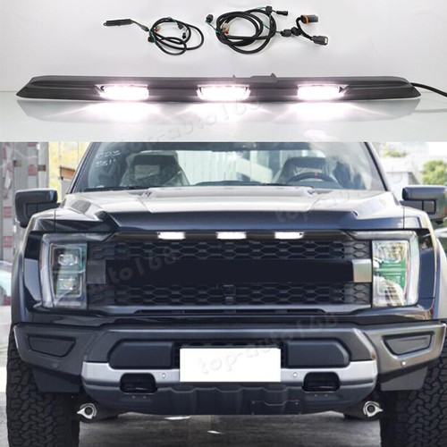 White LED Hood Bonnet Front Grille Lights 2PCS For Ford F-150 Raptor ...