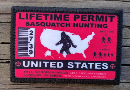 Bigfoot Hunting Permit Morale Patch Hook and Loop Army Hiking Camping Funny 2A | eBay