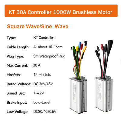 E-Bike 36V/48V Square Wave/Sine Wave 30A KT Controller for 1000W ...