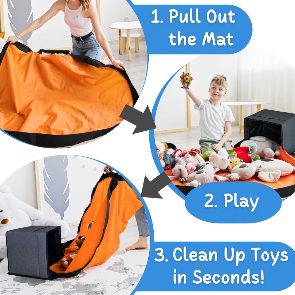 XL Toy Storage Organizer with Play Mat - Storage Bag/Box for Kids, Boys ...