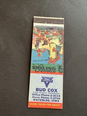 Vintage Iowa Matchbook “Bud Cox Conoco” Waterloo | eBay