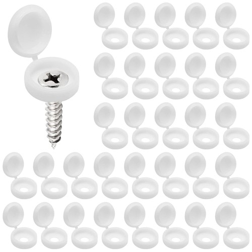 50 PCS White Plastic Hinged Screw Cover Caps, Flip Tops for Screw ...