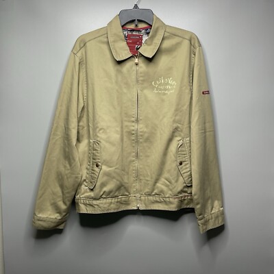Vintage Quicksilver Jacket Quikjean Tan Full Zip Printed Lining Men’s ...