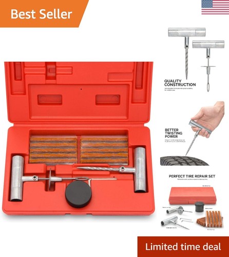 Universal Tire Repair Kit with 30 String Plugs & T-Handle Tools for ...