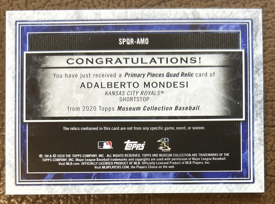 2020 Topps Museum Collection Quad Relic Copper /75 Adalberto Mondesi ...