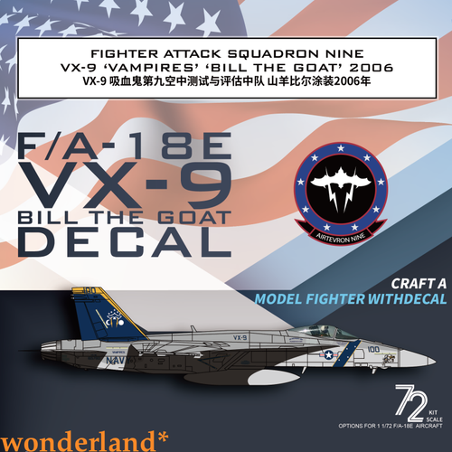 Galaxy G72049 1/72 F/A-18E VX-9 Bill The Goat 2006 Decal for Aircraft ...