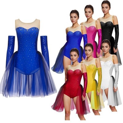 Women's Circus Trapeze Costume Halloween Dance Dress Leotard With ...