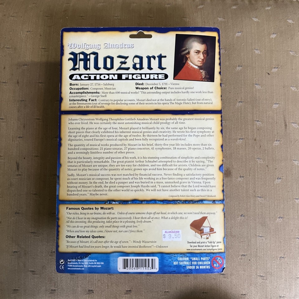 Accoutrements Wolfgang Amadeus Mozart Action Figure w/Stool 5.5 ...