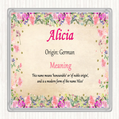 Alicia Name Meaning Drinks Mat Coaster Floral | eBay UK