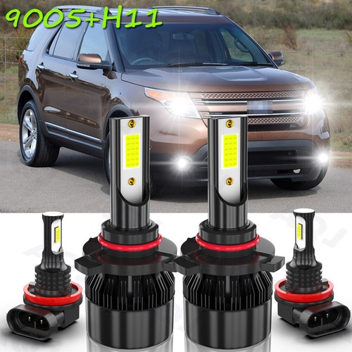 For Ford Explorer 2011-2015 4PCS LED Headlight Hi/Lo +Fog Light Bulbs ...
