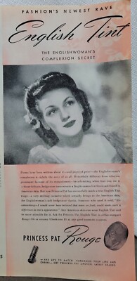 1941 Princess Pat face rouge English tint vintage cosmetic original ad ...