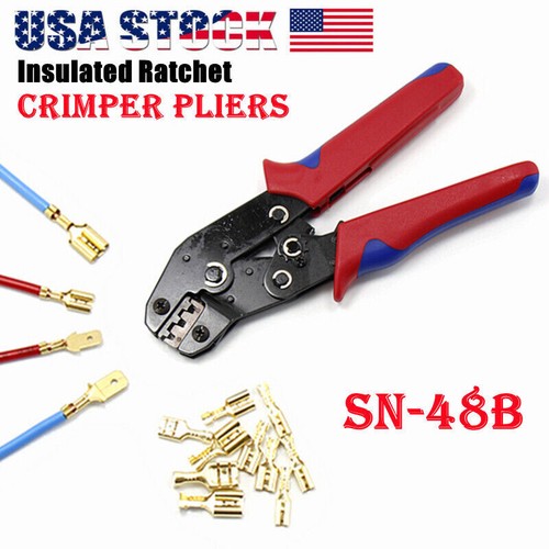 Insulated Ratchet Crimping Pliers Cable wire Terminal Connector ...