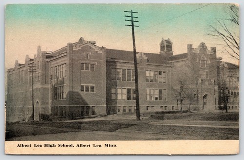 Albert Lea Minnesota~High School~1Dirt Road~Leaning Telephone Pole~1913 ...