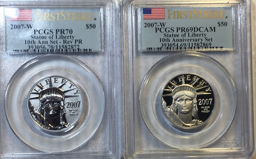 2007-W 10th Anniversary Platinum Set PCGS Rev. Proof 70 & Proof 69 ...