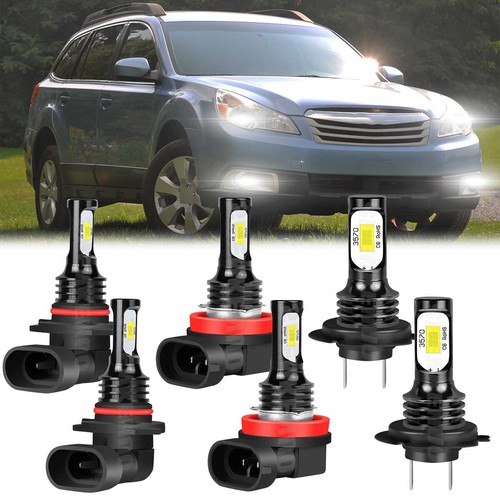 For Subaru Outback 2010-2014 6X LED Headlight High & Low + Fog Bulbs ...