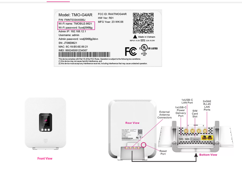 T-Mobile TMO-G4AR Home Internet 5G HotSpot Gateway Modem | eBay