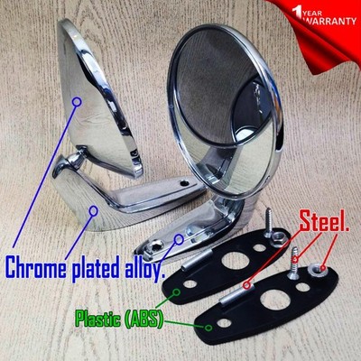 For 1960–1970 Ford Falcon Classic Era Chrome Round Mirrors Alloy Pair ...